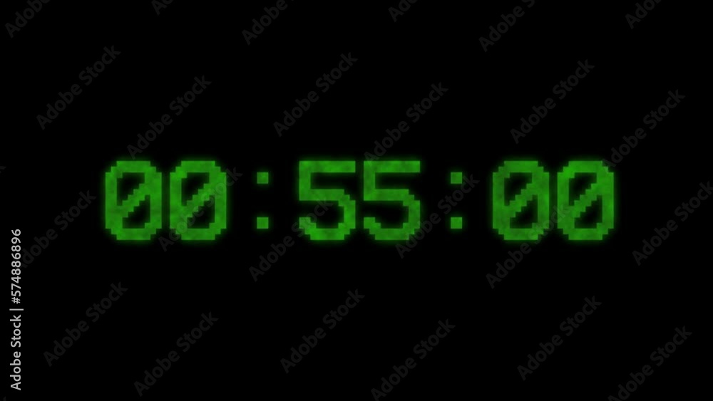 60 Seconds countdown Countdown Timer with digital numbers on black ...