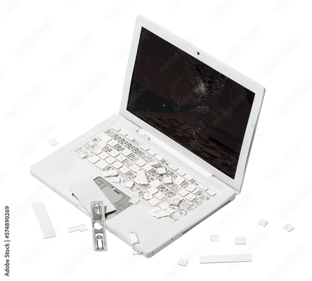 Smashed broken plastic laptop Stock Photo | Adobe Stock