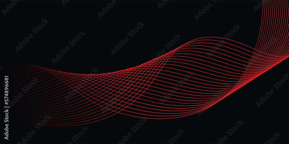 Black background and red line wave Stock Vector | Adobe Stock