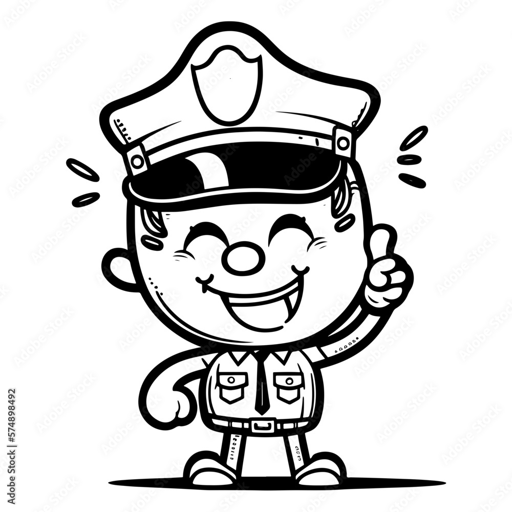 cute cartoon Cheerful Police Officer svg vector graphic Stock Vector ...