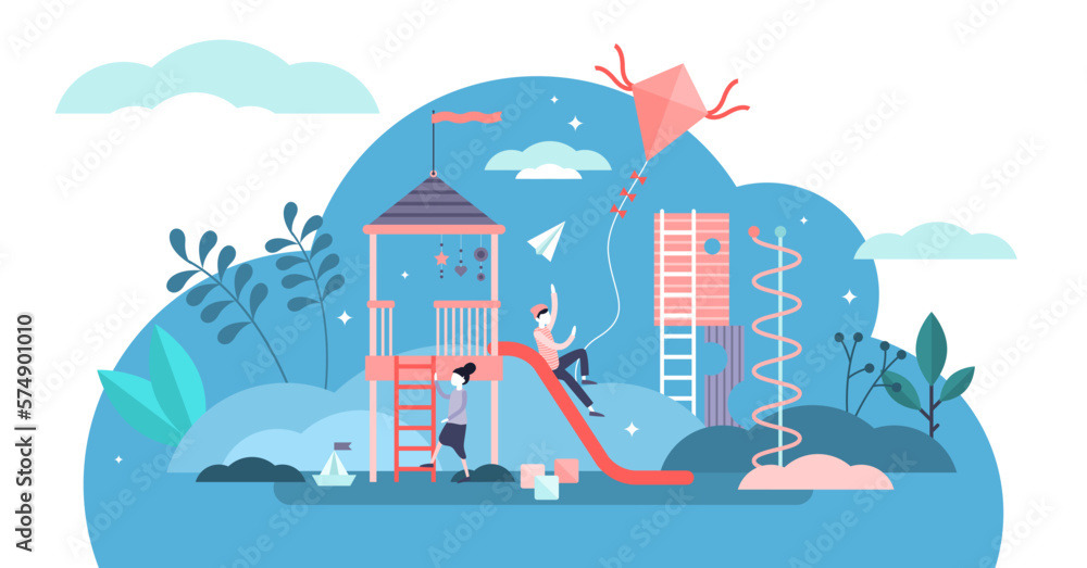 Kids playground illustration, transparent background. Children outdoor ...
