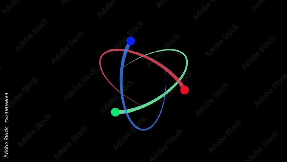 Physics educational atom icon animation on transparent background alpha ...