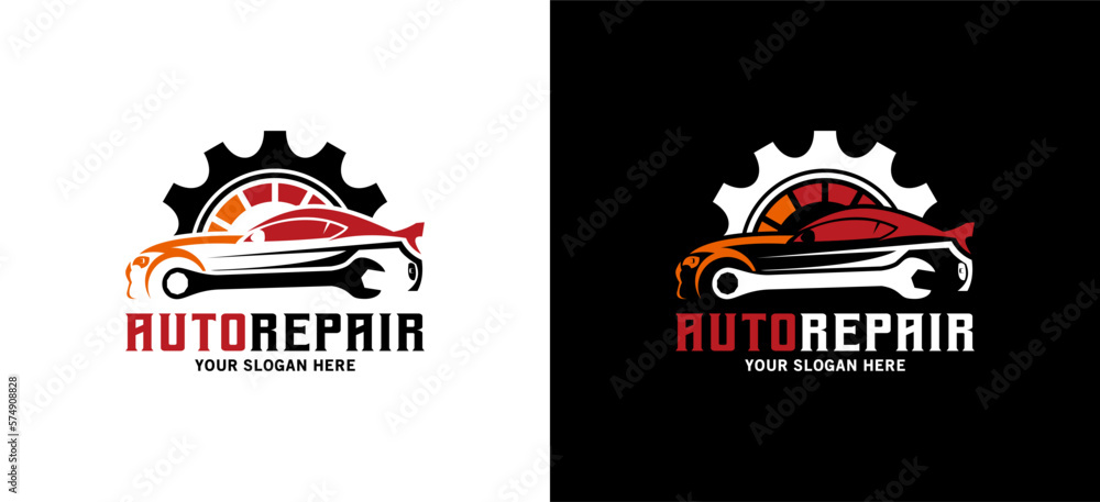 Speed car service logo design, modern sports car repair shop symbol ...
