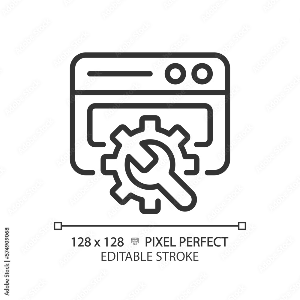 Website configuration pixel perfect linear icon. Web page adjustment ...