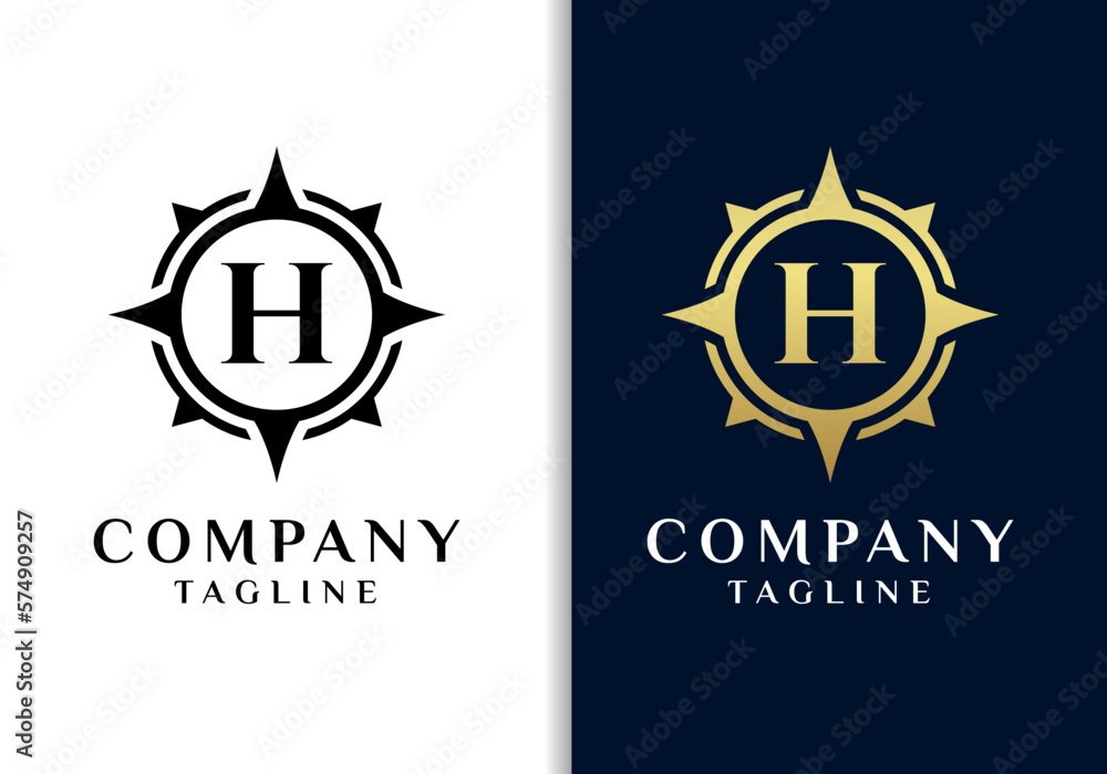 Letter H compass logo design vector image Stock Vector | Adobe Stock