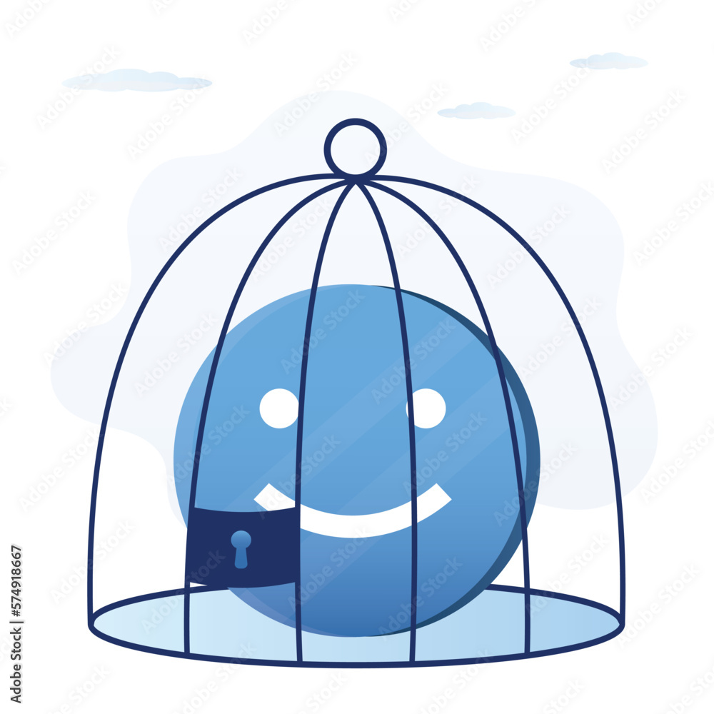 Positive emotions is closed in cage. Pessimism, negative emotions ...
