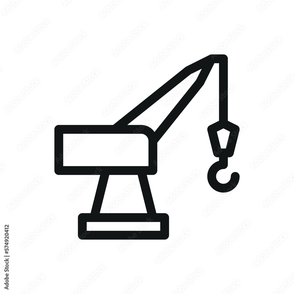 Port crane isolated icon, container ship loading and unloading terminal ...