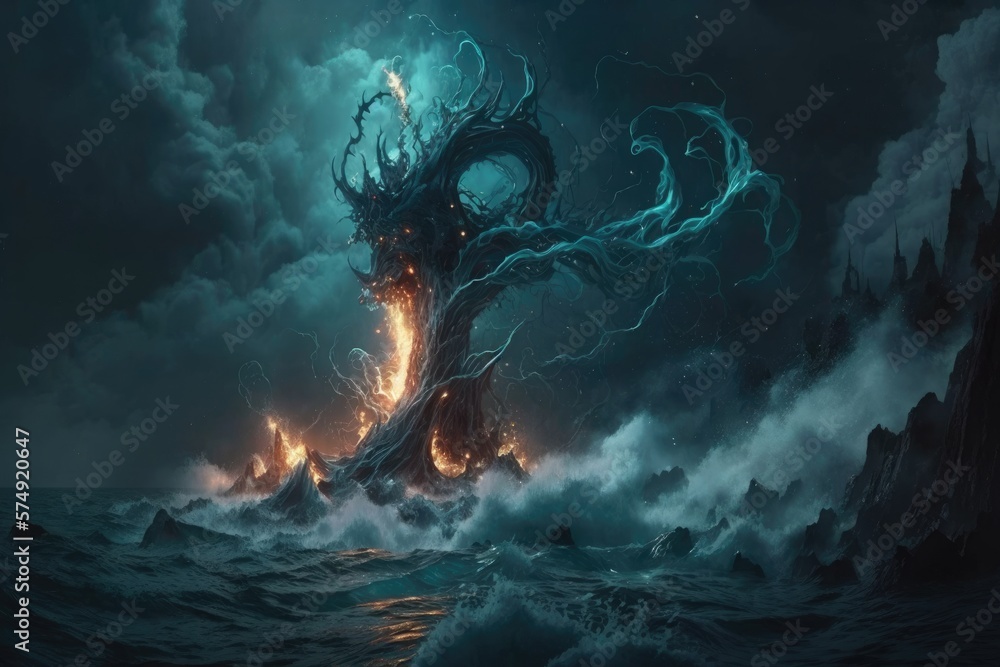 The Gateway to the Netherworld The Fiery Vortex of a Fire Tornado on ...