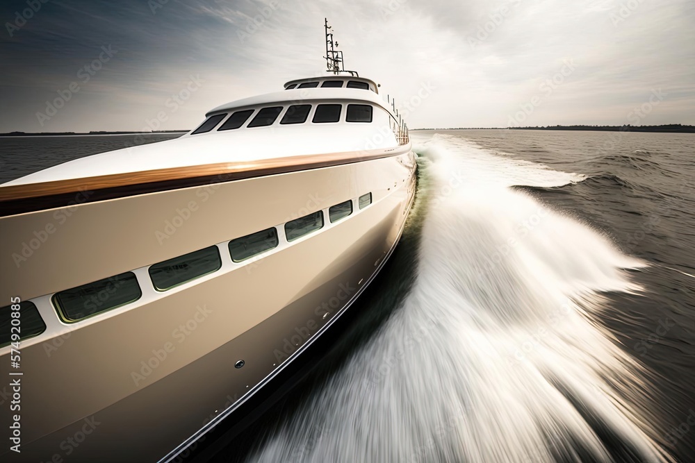 Super High Speed Photography of Iron Concept Yacht on Water Stock ...