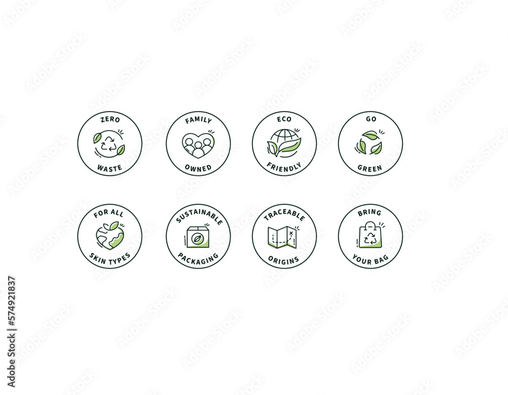 Zero waste vector circular line icons,Waste reduction icon, Sustainable ...