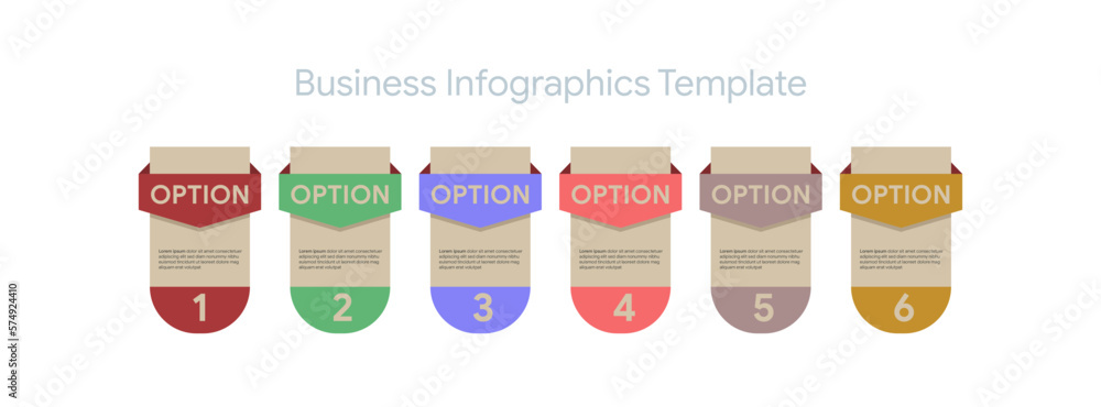 inforgraphic business process with 6 options steps template design ...