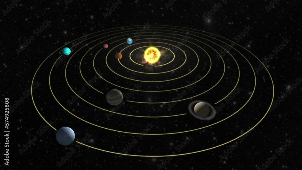 Solar System with Paths and Stars Background Stock Video | Adobe Stock