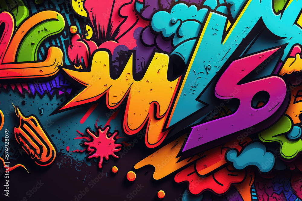 Ilustrace „Abstract Neon Graffiti Wallpaper“ ze služby Stock | Adobe Stock