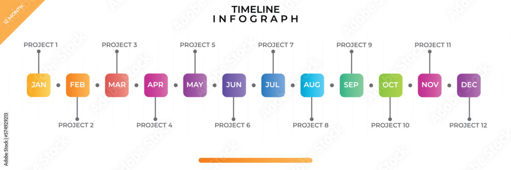 Timeline Infographic Template. A Step-by-Step Business Guide with 12 ...