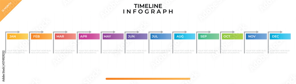Timeline Infographic Template. A Step-by-Step Business Guide with 12 ...