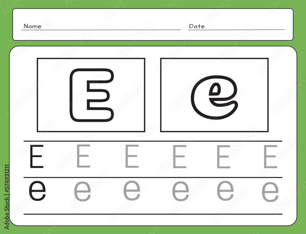 Letter Writing Guide. Tracing letters. Uppercase and lowercase letter E ...