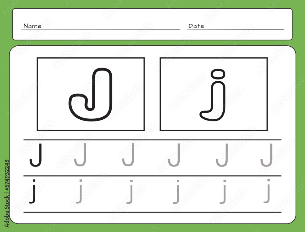 Letter Writing Guide. Tracing letters. Uppercase and lowercase letter J ...
