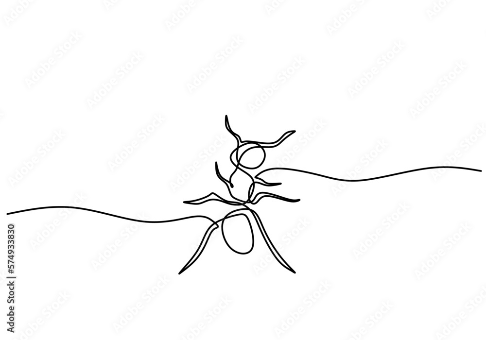 One line drawing of ant isolated on white background. Stock Vector ...