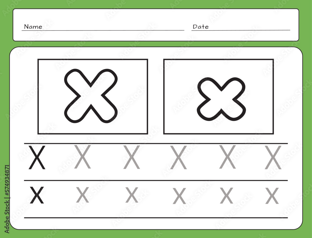 Letter Writing Guide. Tracing letters. Uppercase and lowercase letter X ...