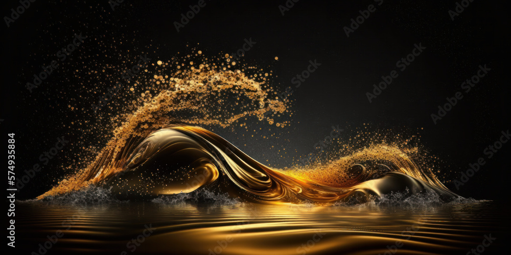 Gold Splash Flowing Liquid Wave in the Ground from Air Photography ...