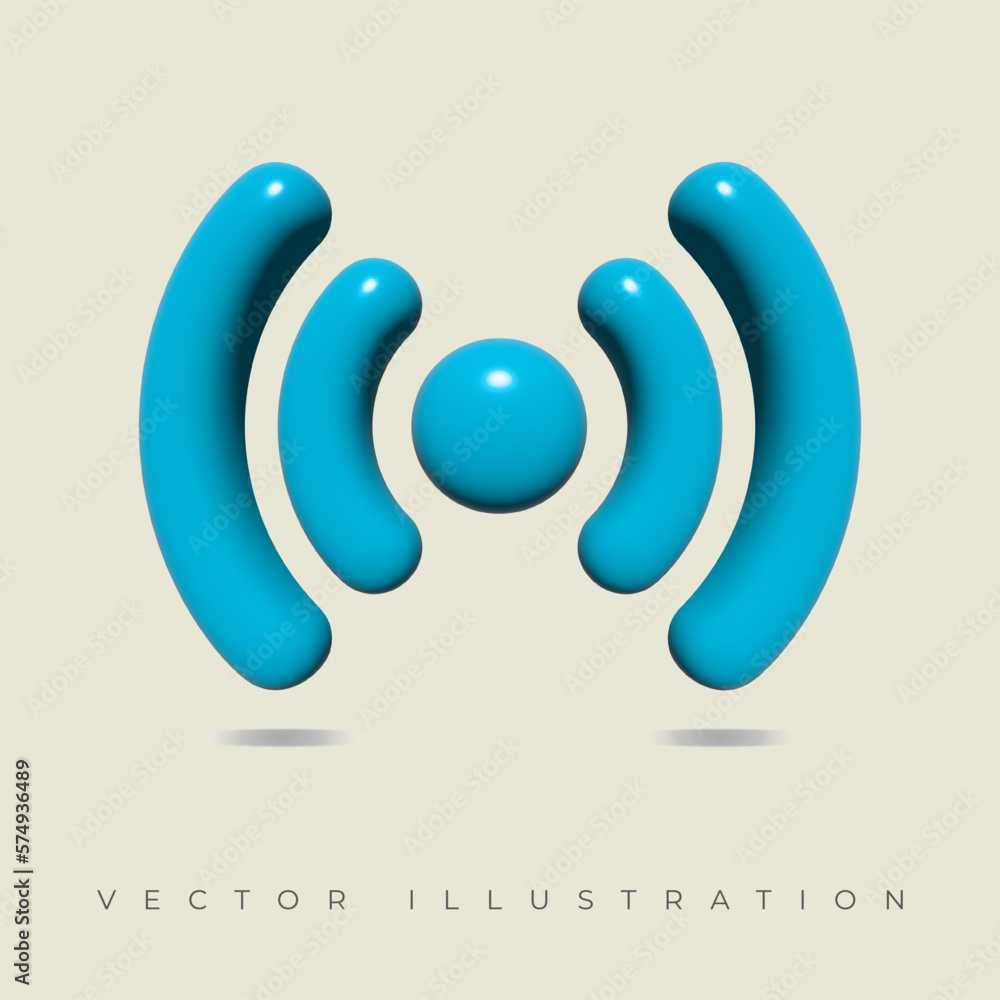 Signal icon, blue color. Realistic 3d symbol icon design. vector ...