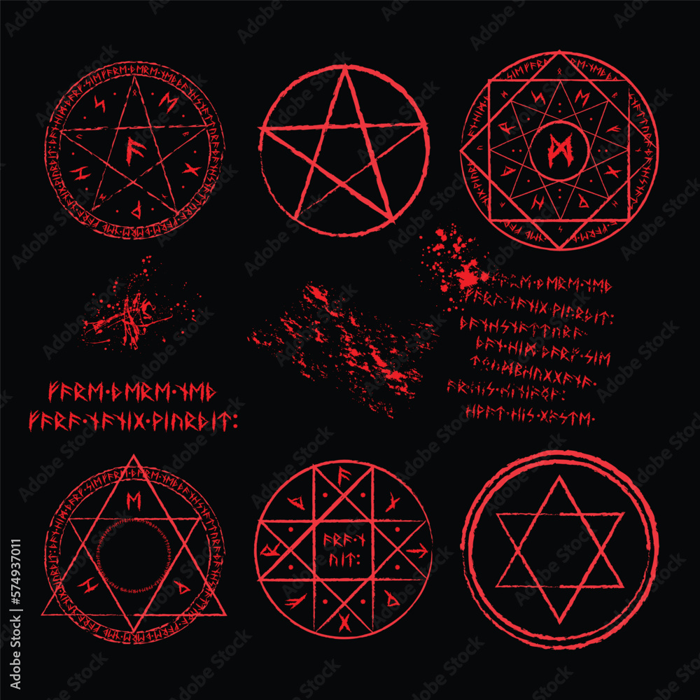 Abstract runes circle magic red Stock Vector | Adobe Stock