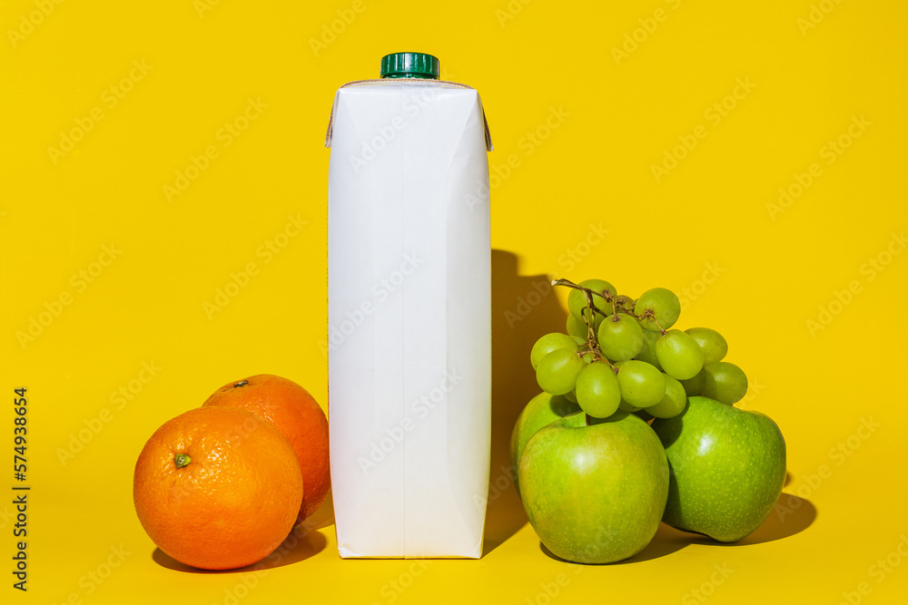juice pack copy space,multifruit oranges apples grapes,juice for ...