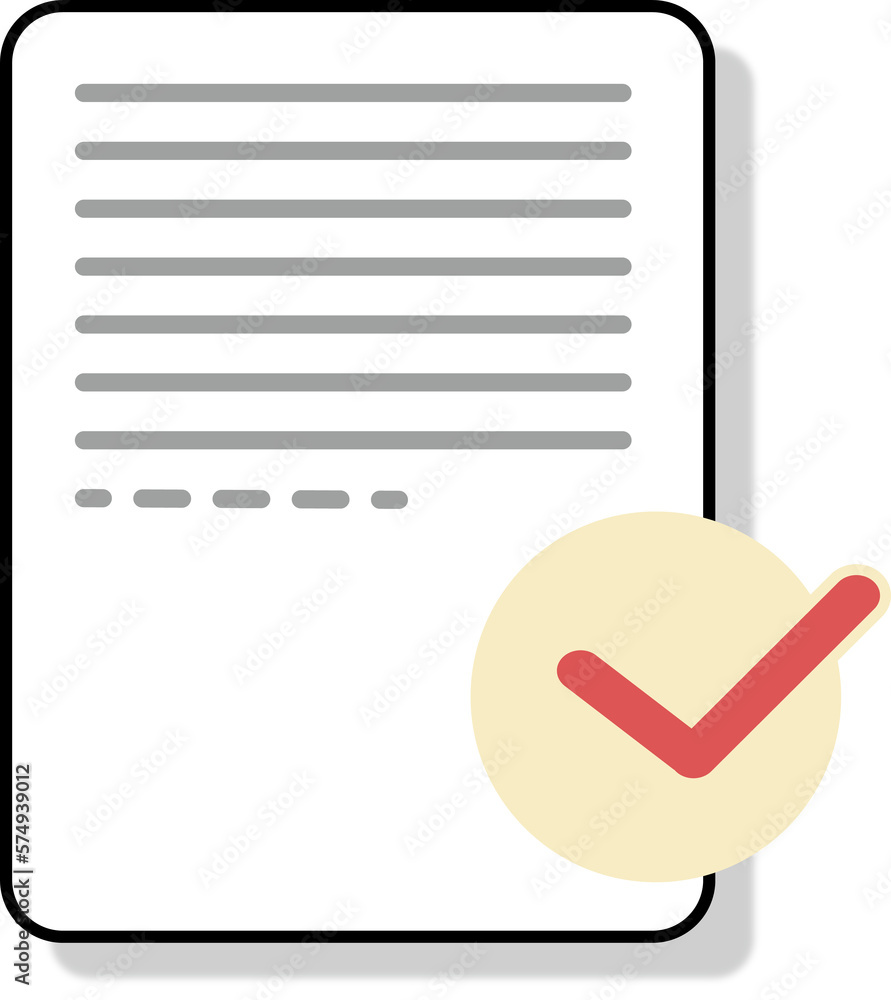 There is a tick next to the paper document, representing the confirmed ...