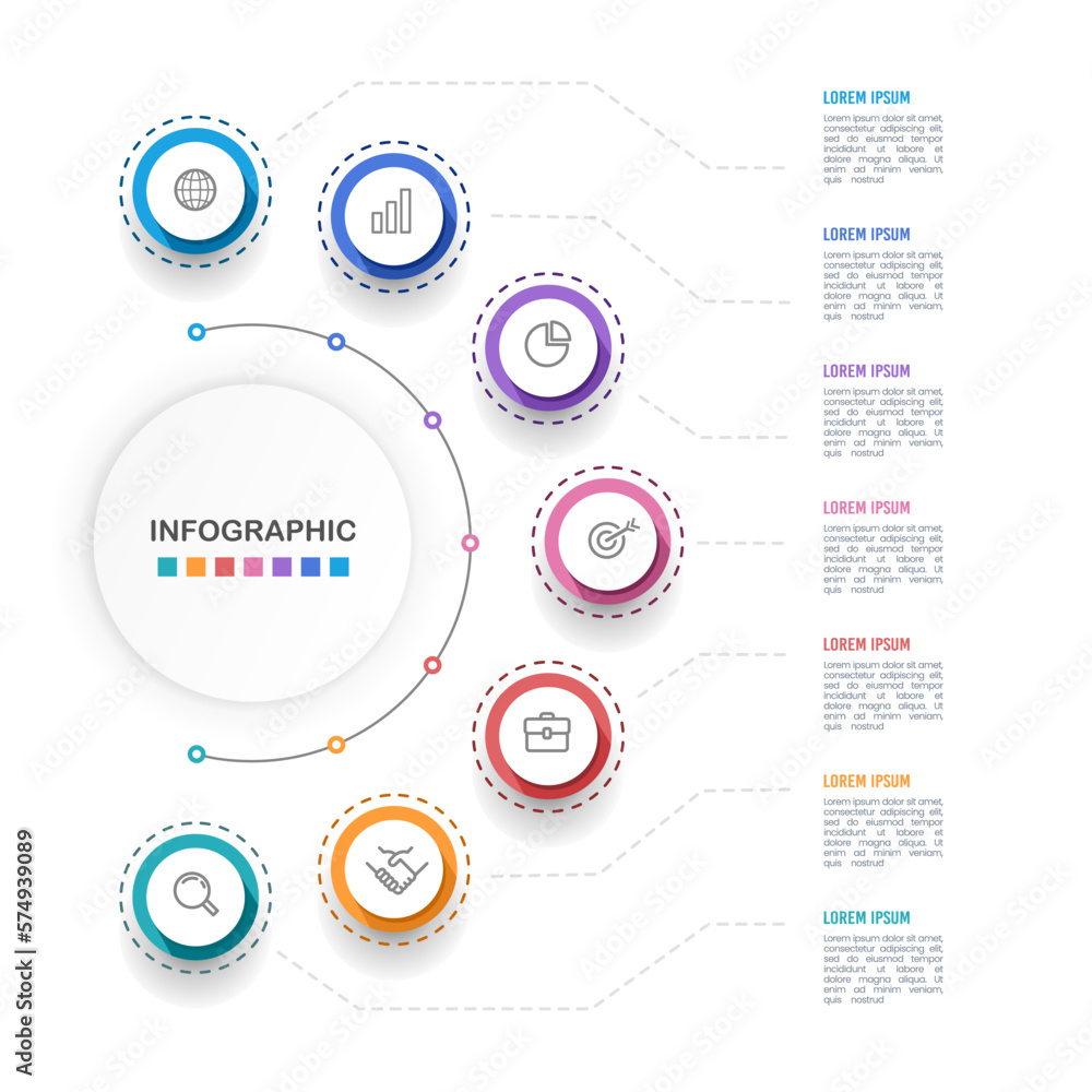 Infographic semicircle 7 processes to success. Infographic Organization ...