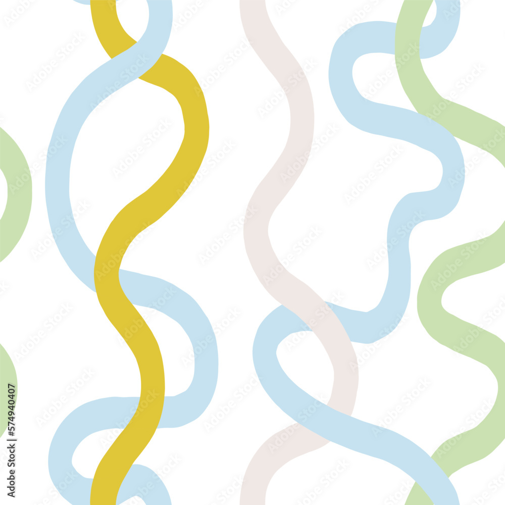 Vector twisted curvy lines pattern. Abstract seamless texture with hand ...