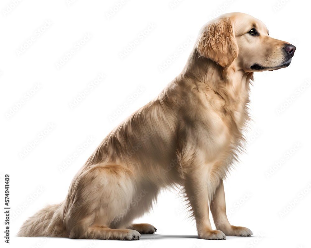 Golden retriever side profile view isolated background. Generative Ai ...