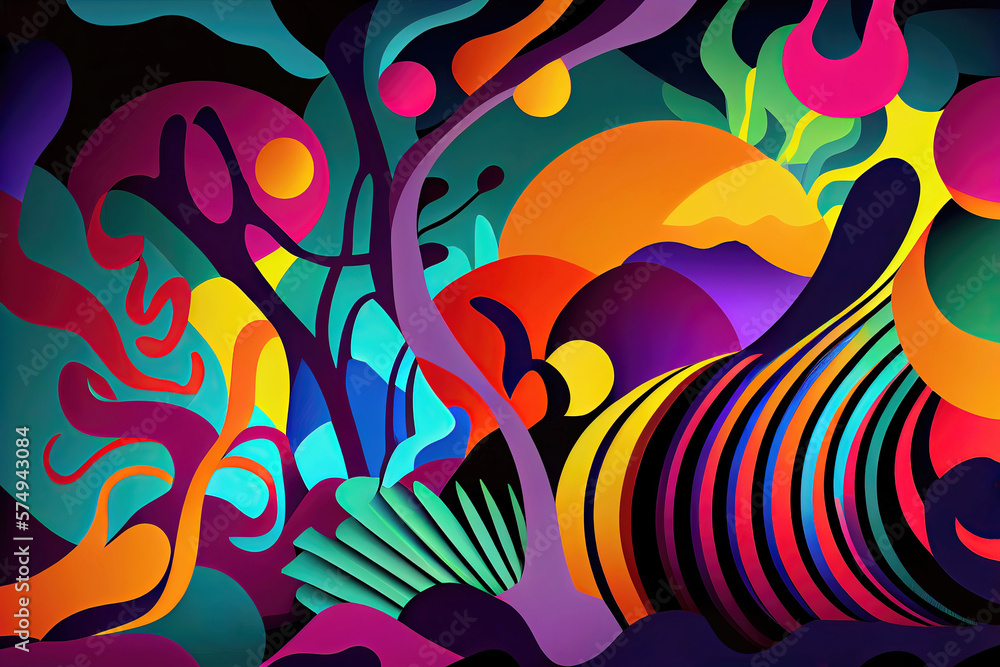 Colorful abstract psychedelic background wallpaper design (Generative ...