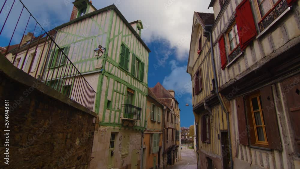 Classic medieval French facades of houses and hotels in the center of ...