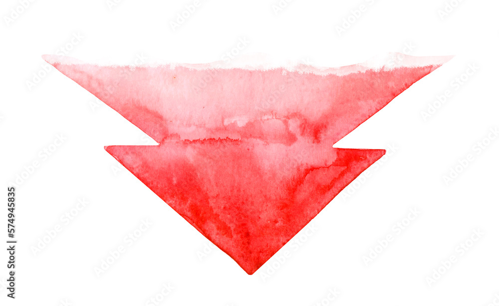 paint brush red arrow pointer watercolor texture stroke color isolated ...