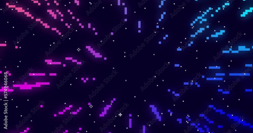 Cosmic background. Pixel art hyper jump, speed of light, fireworks ...