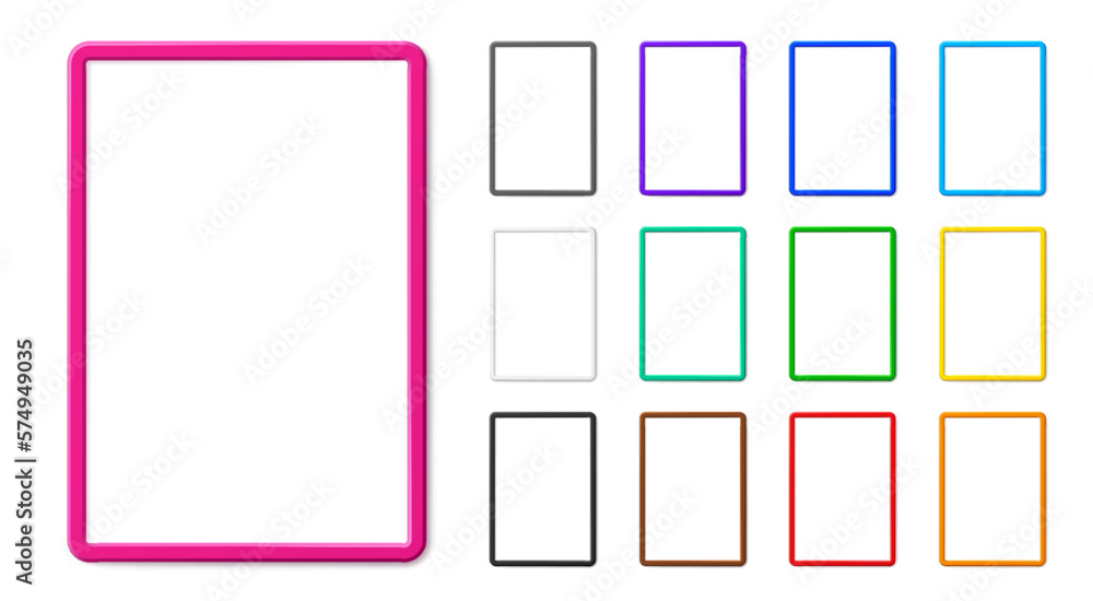 Realistic vertical rectangle frame mockup with shadow. Web project ...