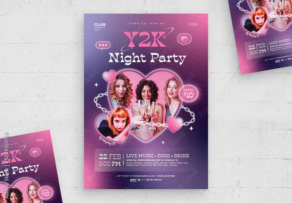 02-y2k-party-flyer-template Stock Template | Adobe Stock