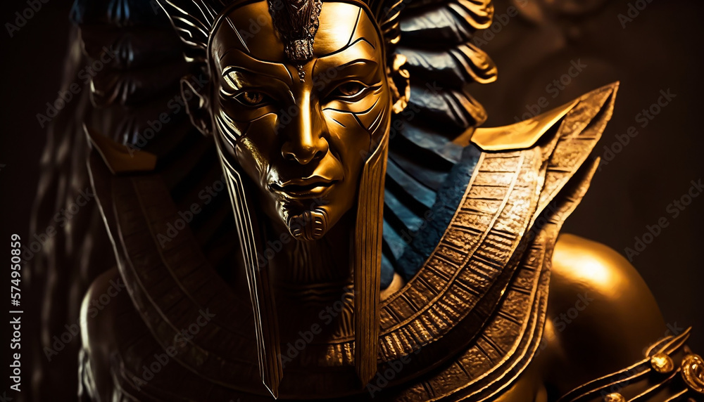 Egyptian Pharaoh God Ra Sphinx Golden mask Statue Stock-Illustration ...