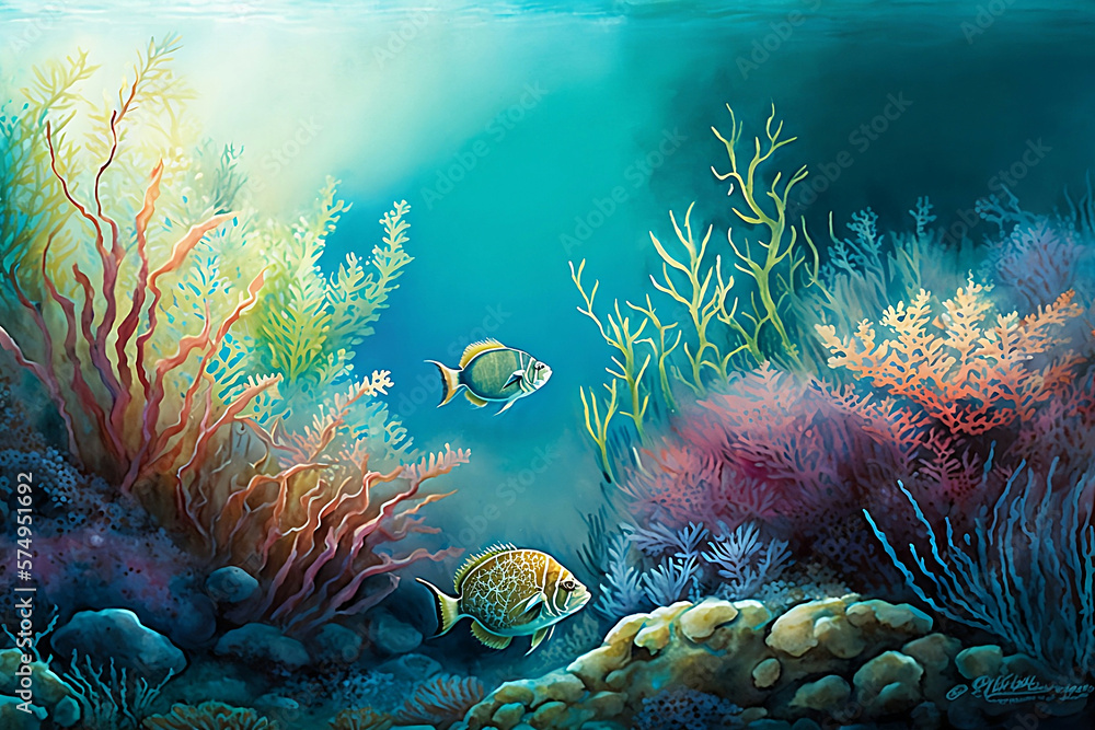 Sea background with tropical fish and coral reefs new quality universal ...