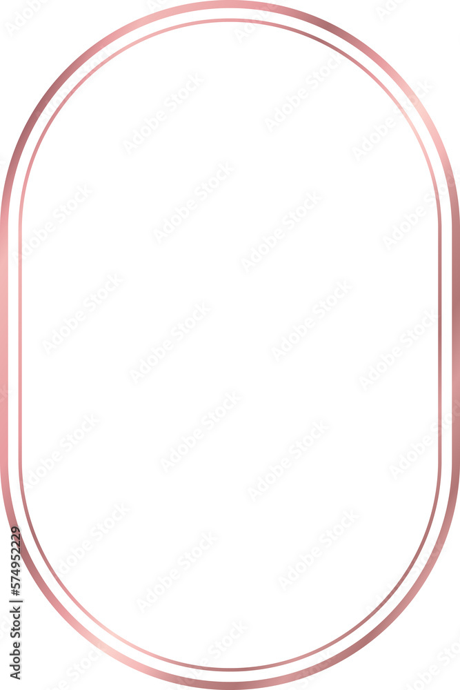 Double line oval rose gold frame border isolated on transparent ...
