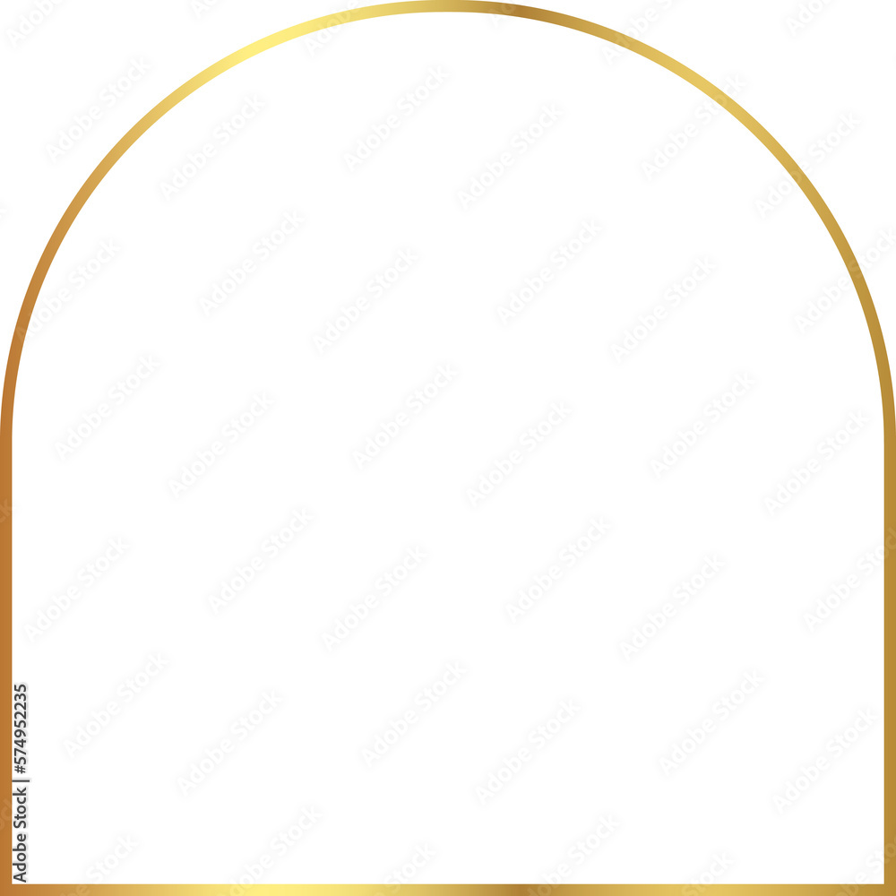 Gold arc frame, golden window shape border isolated on transparent ...