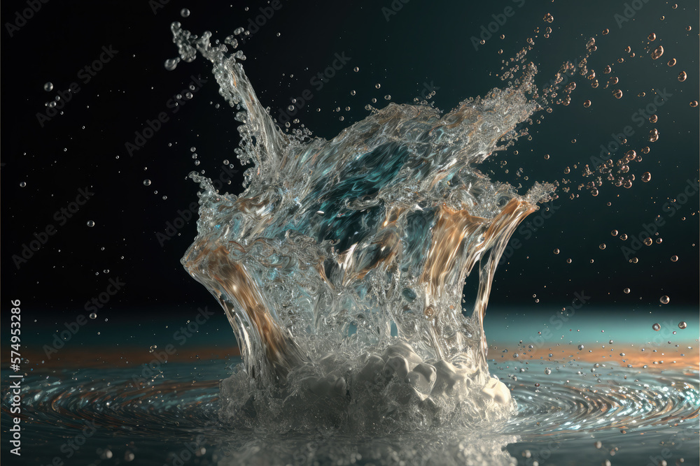Realistic splashing water, slow motion freeze frame. Generative AI ...