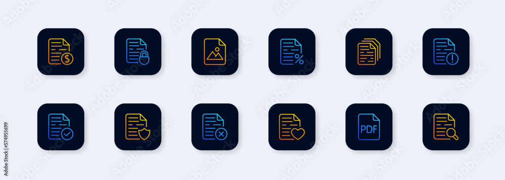 Simple set of vector line icons related to financial report. Realistic ...