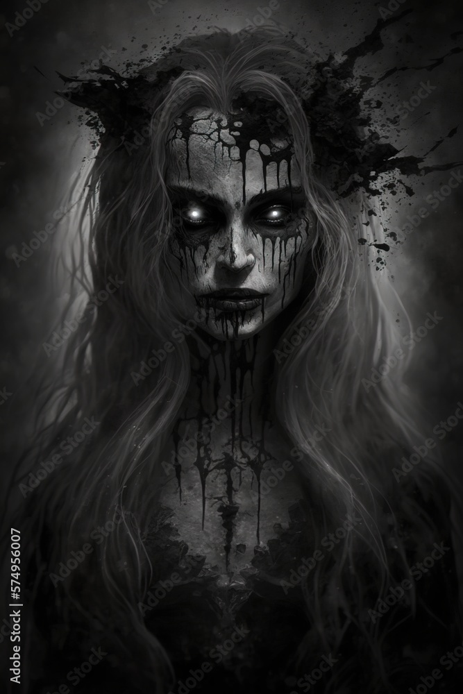 Scary woman figure that is look like a devil or a ghost, generative ai ...