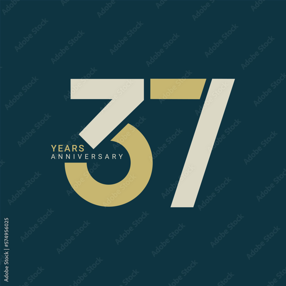37, 37th Years Anniversary Logo, Golden Color, Vector Template Design ...