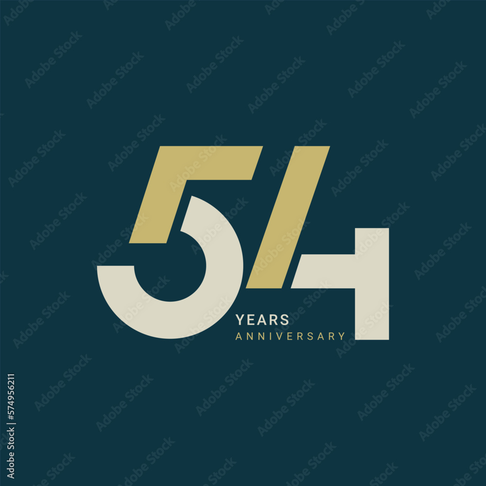 54th, 54 Years Anniversary Logo, number, Golden Color, Vector Template ...