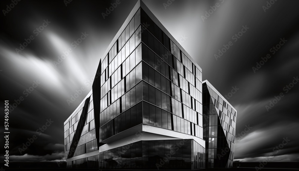 Very Modern Building Architecture With Geometric Lines and Glass Facade ...