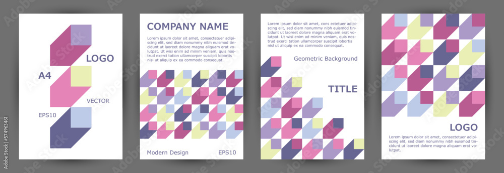 Educational catalog front page layout collection vector design. Swiss ...