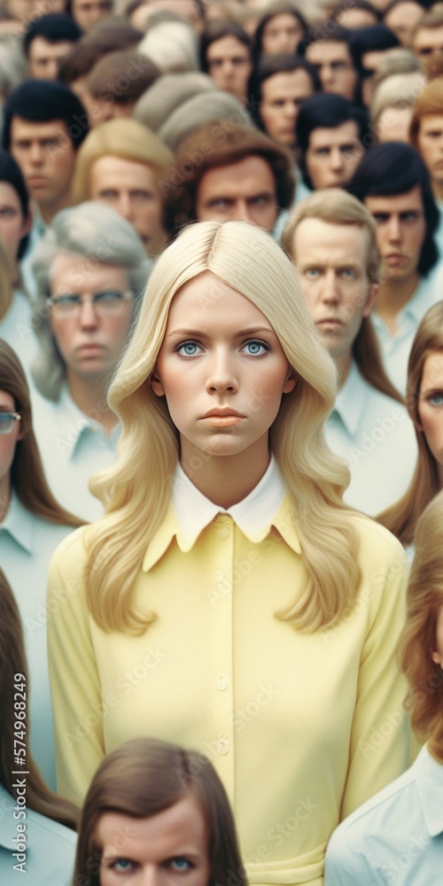 A mass of people, a huge crowd and a close up view of a young a young ...