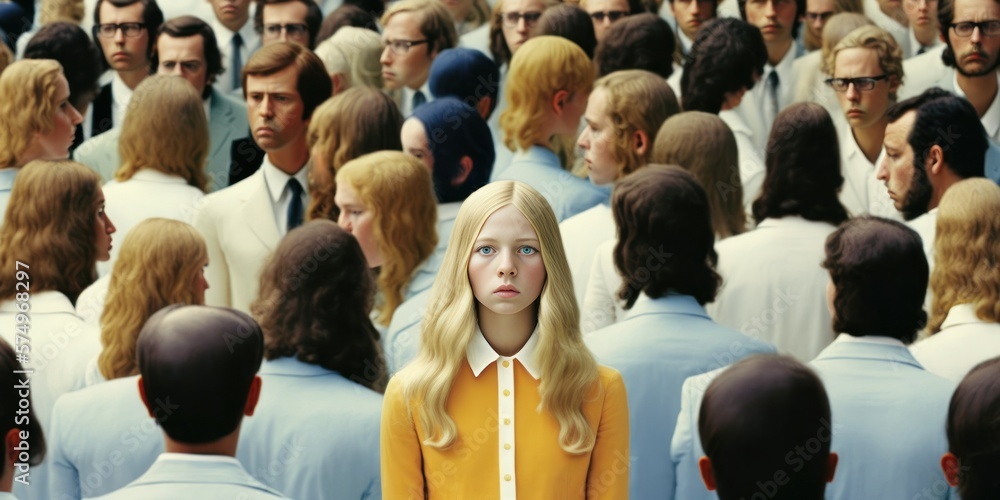 A mass of people, a huge crowd and a close up view of a young a young ...